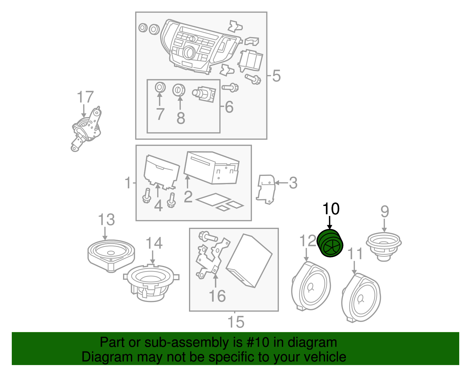 39120-TL0-G11 - 2009-2014 Acura TSX - Speaker Assembly, Tweeter (Els ...