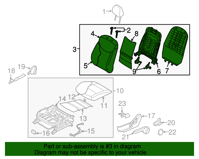 Hyundai - 88300-3Y671-PDJ - Seat Back Assembly - 2013 Hyundai Elantra ...