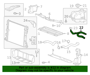 2020-2022 Cadillac CT5 Radiator Surge Tank Inlet Hose 84557791 ...