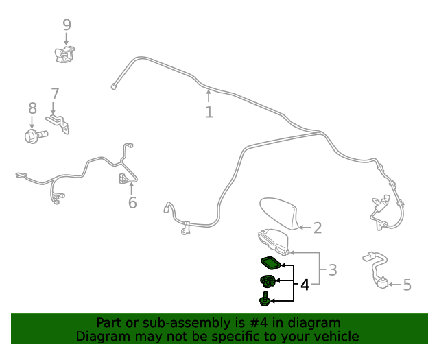 2020-2024 Toyota Antenna Housing 86769-0C010 | Toyota Parts Center