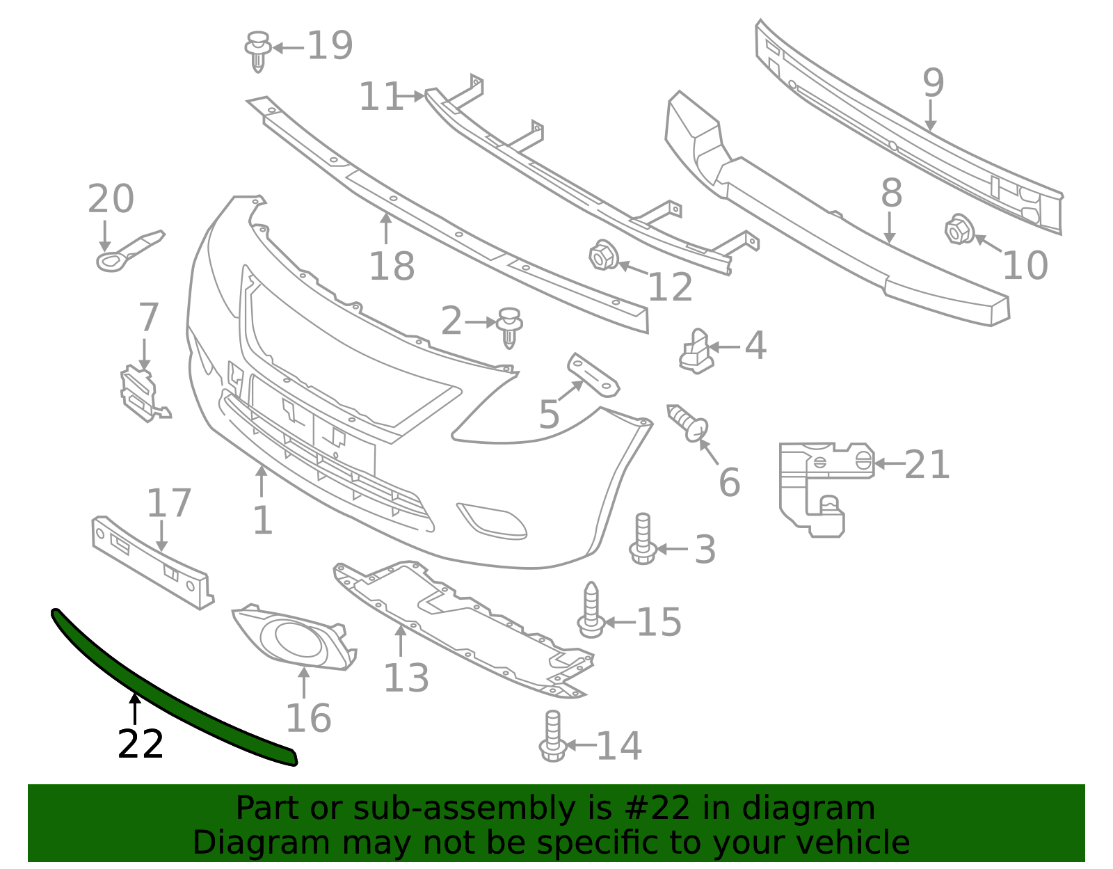 2015-2019 Nissan Versa Lower Molding 62084-9KM0B | OEM Parts Online