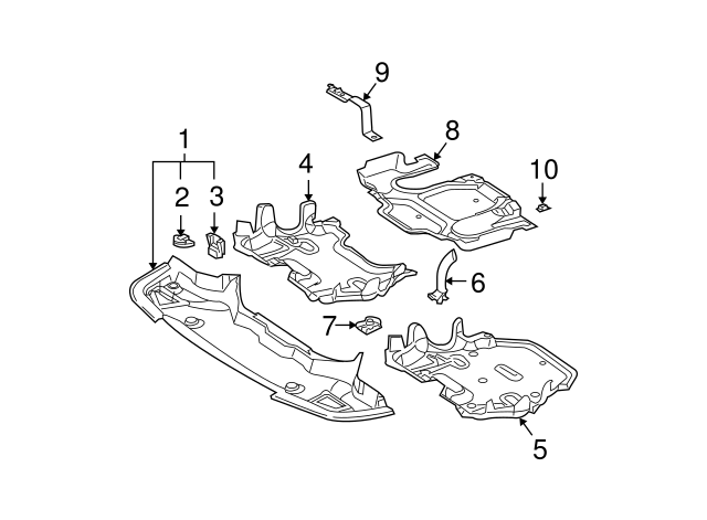 2003-2009 Mercedes-Benz Radiator Support Splash Shield 211-520-44-23 ...