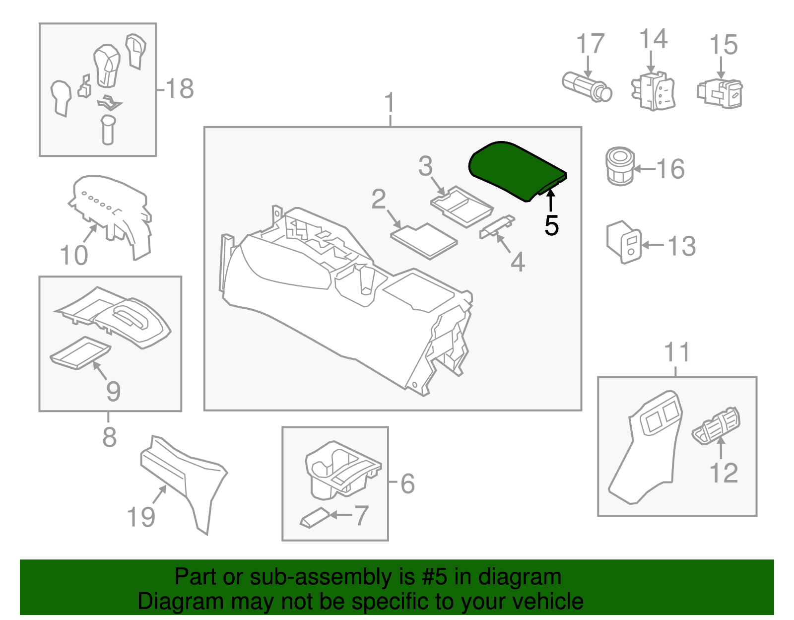 2017-2020 Nissan Rogue Armrest 96920-6FL0B | Hoffman Nissan Parts