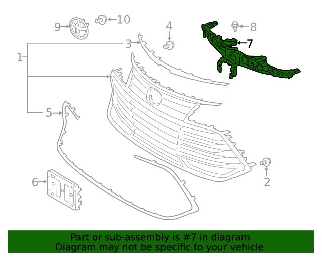 2019-2022 Toyota Avalon Grille Bracket 53101-07200 | Toyota Parts Center