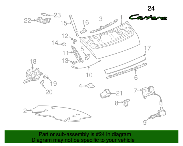 2005-2012 Porsche 911 Deck Lid Emblem CARRERA 997-559-237-01 | Sunset ...
