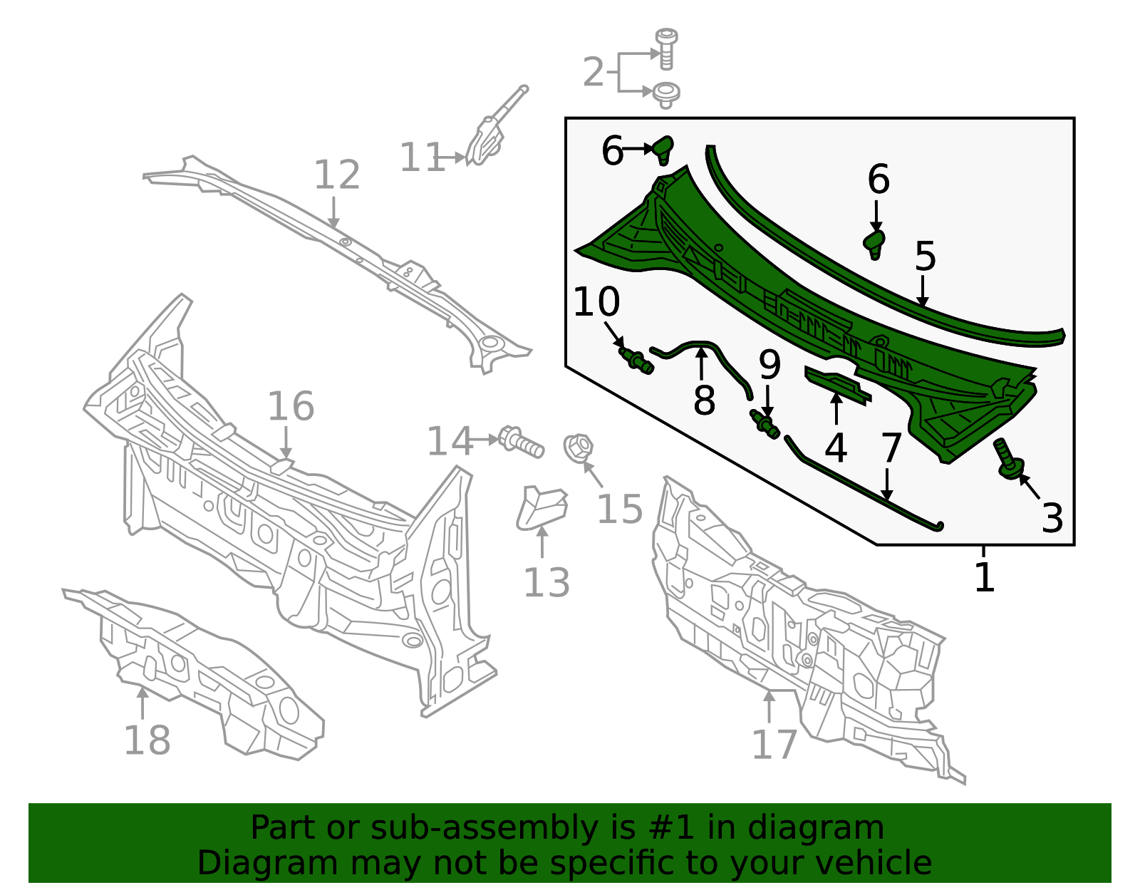86150-H9000 - Cowl Grille 2018-2023 Kia Rio | Kia.Parts Store