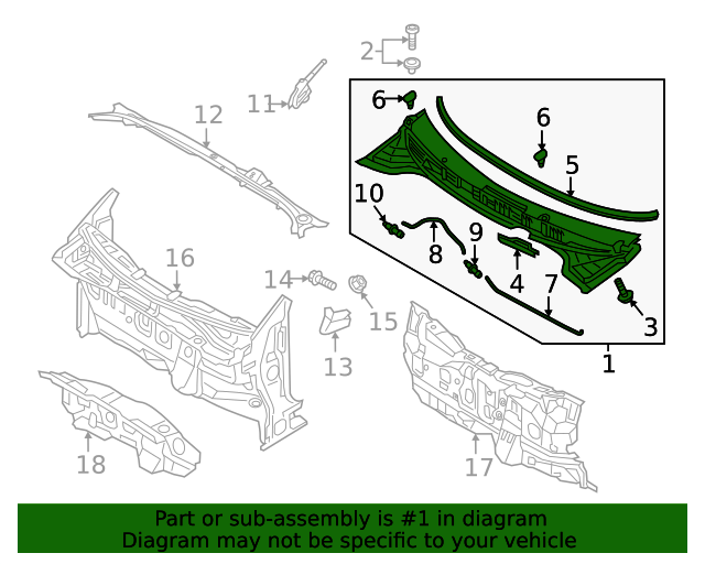 86150-H9000 - Cowl Grille - 2018-2023 Kia Rio | Kia Auto Parts