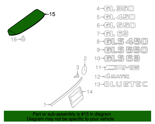 2012-2019 Mercedes-Benz Rear Spoiler Attachment 166-790-09-88-9999 ...