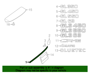 166-740-00-93 - Liftgate Finish Panel 2013-2019 Mercedes-Benz ...