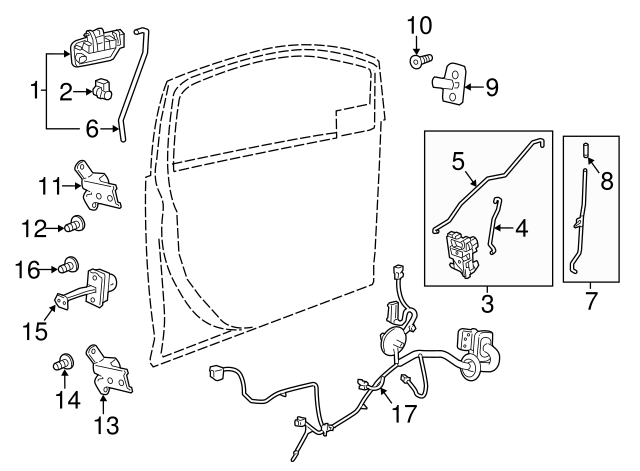96981792 - Passenger Side Front Door Lock Cylinder Rod 2013-2016 ...
