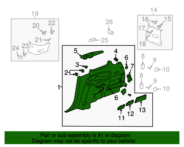 2007-2011 GM Quarter Trim Panel 25956702 | GMPartsDirect.com