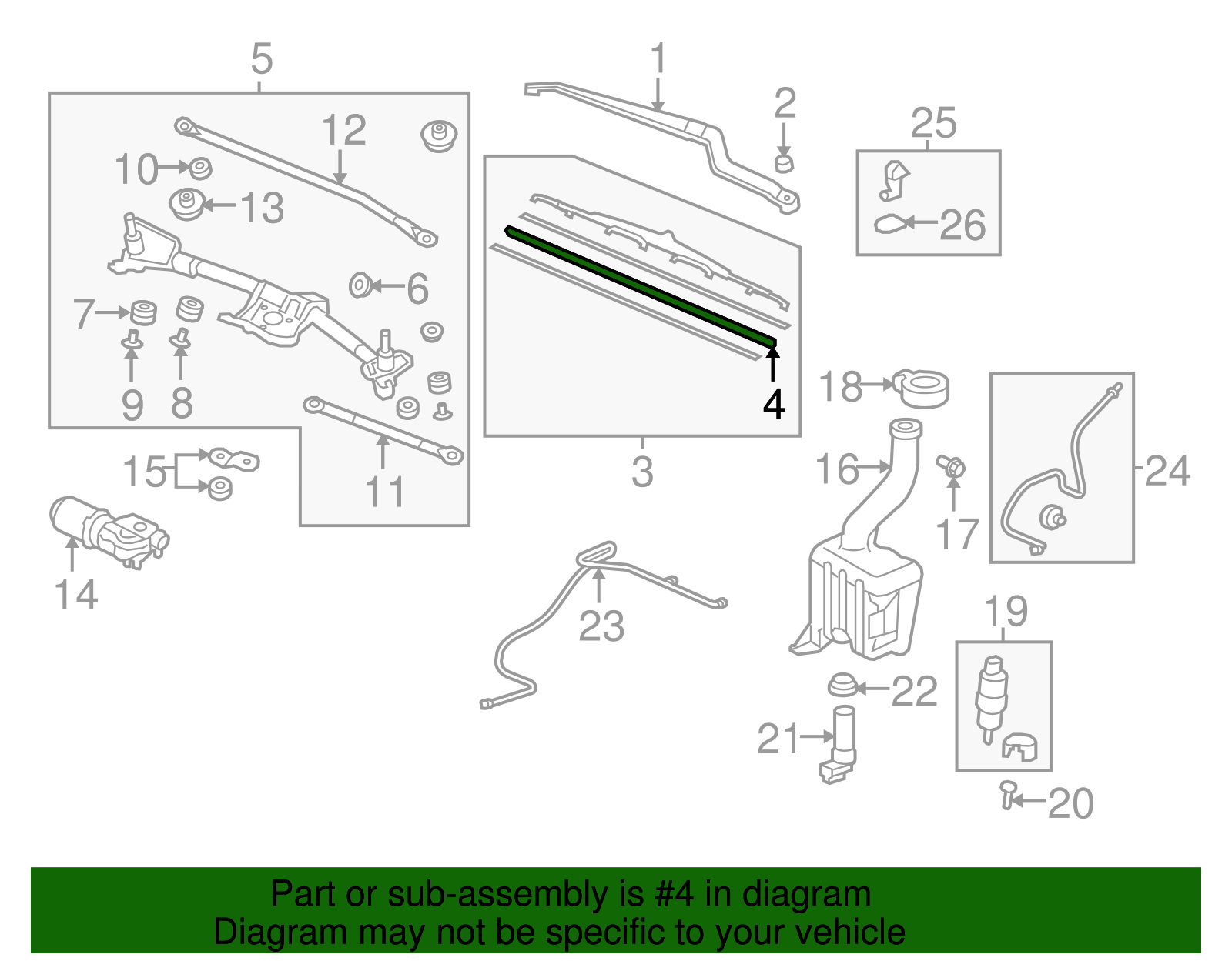 76632-SZA-A01 - 2009-2015 Honda Pilot - Rubber Blade (525MM) | Genuine ...