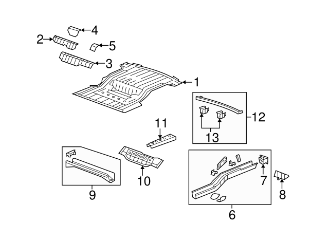 25880307 - Driver Side Rear Compartment Panel Longitudinal Rail 2007 ...