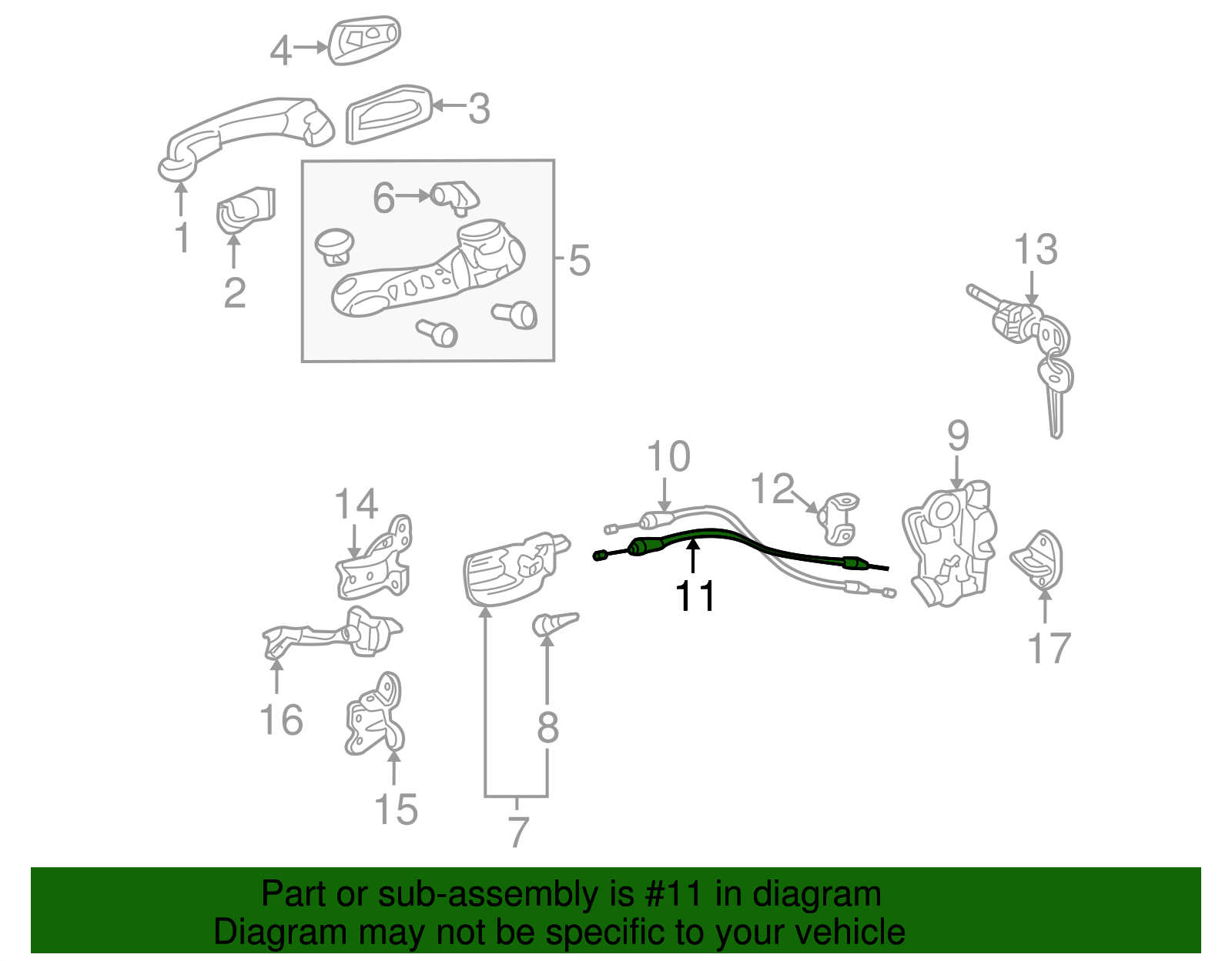 2003-2008 Toyota Corolla Control Cable 69710-02020 | Toyota Parts Center