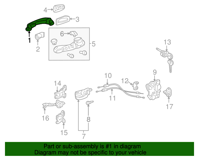 69211-02080 - Exterior Door Handle (Left, Right, Front, Rear) - 2003 ...