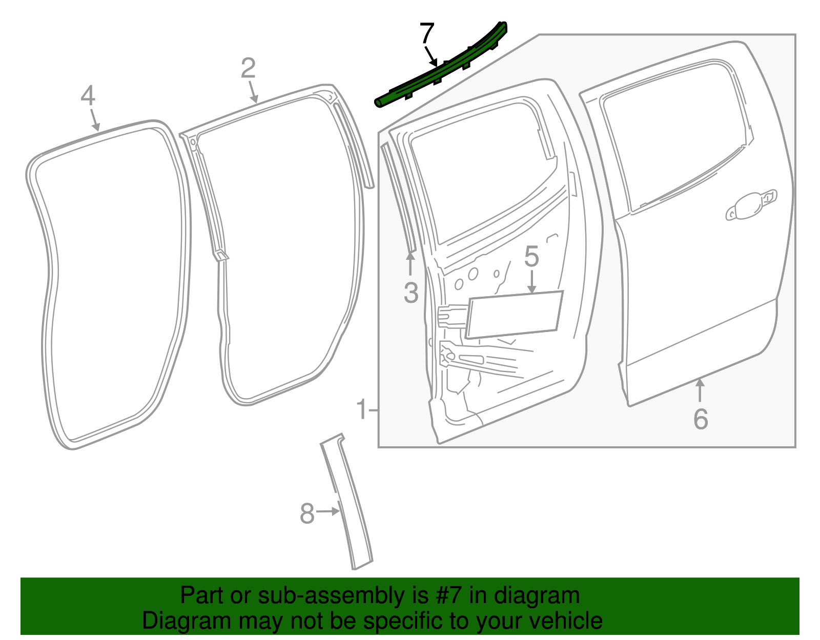 2015-2022 GM Exterior Bright Chrome Rear Passenger Side Door Window ...