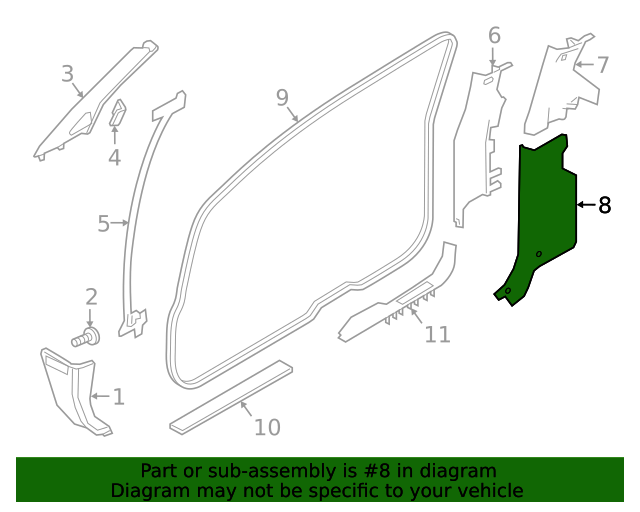 2018-2024 Nissan Lower Center Pillar Trim 76915-9FV1B | Nissan Parts OEM