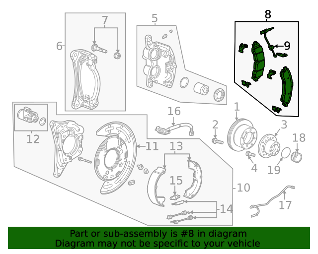 86792660 - Rear Disc Brake Pad Kit with Springs and Pad Wear Sensor ...