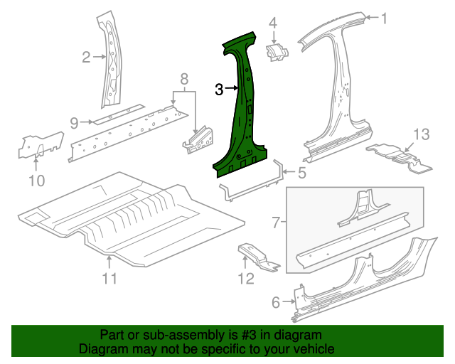 20979349 GM Driver Side Center Pillar Reinforcement | GM Parts Store