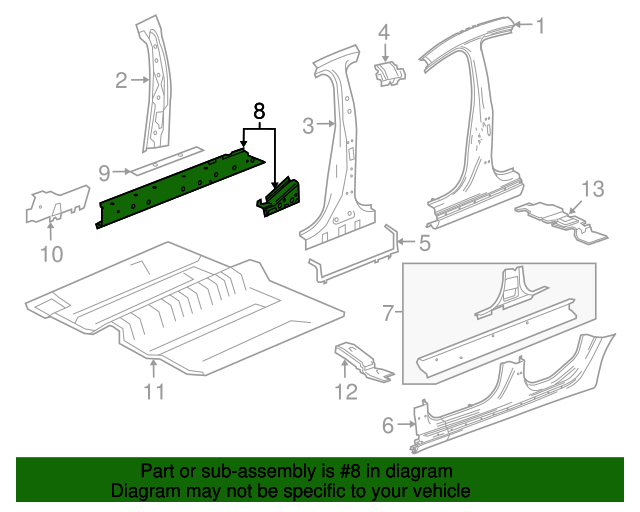 2011-2017 Buick Regal Passenger Side Rocker Outer Panel Reinforcement ...