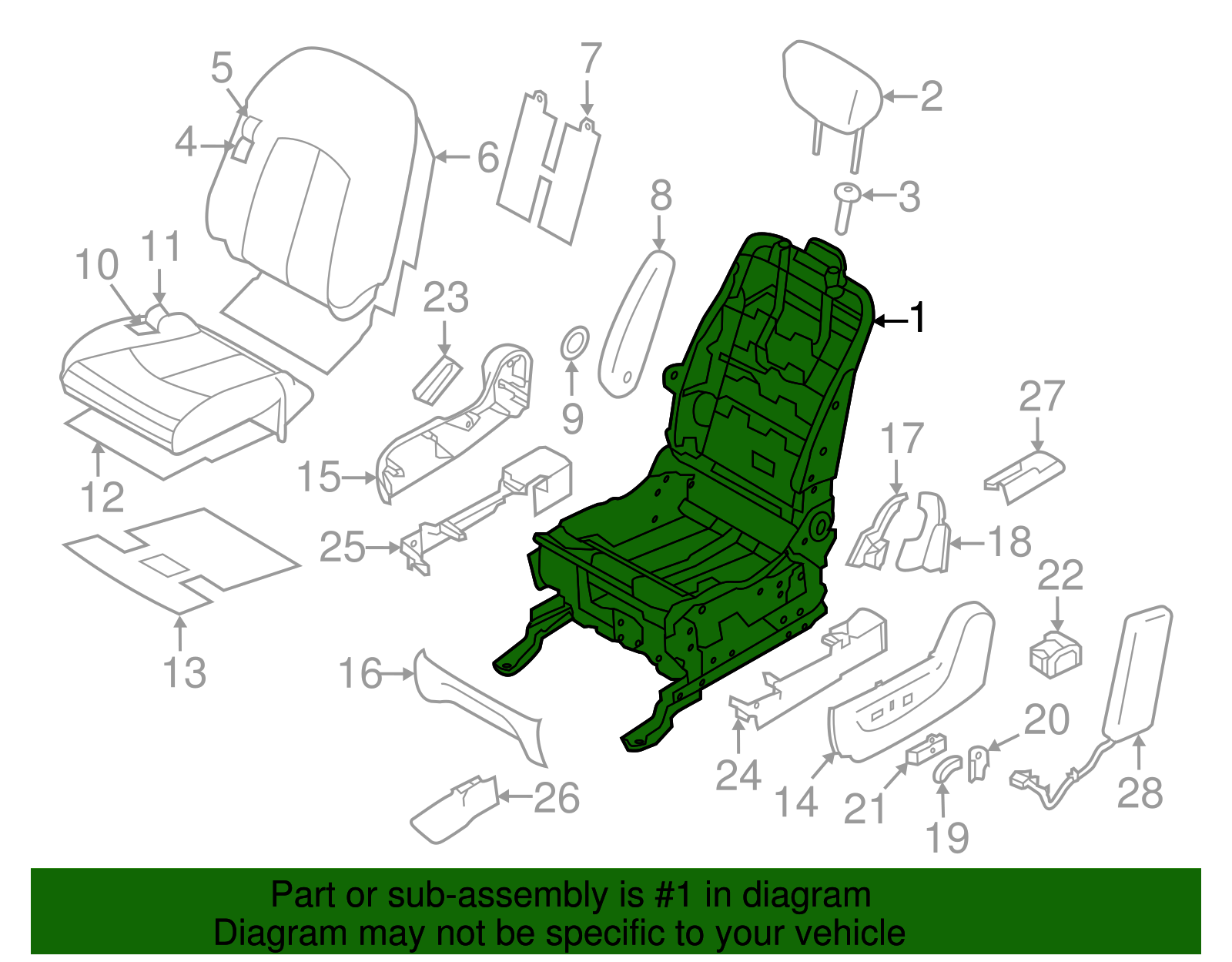 2011-2017 Nissan Quest Seat Frame 87151-1JB1D | Temecula Nissan Parts