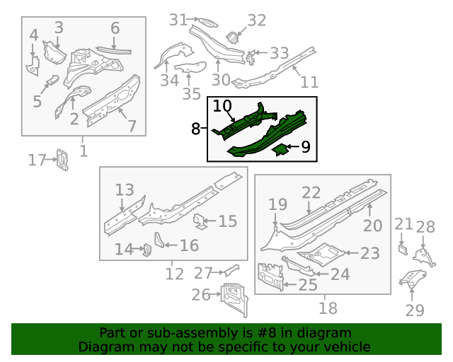 2017-2022 Audi Upper Rail Assembly 8W0-805-303-B | Audi USA Parts