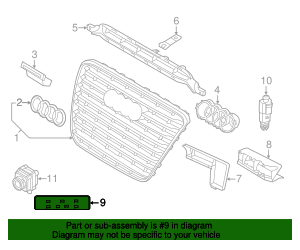 4H0-807-285-AA-T94 - License Plate Bracket 2011-2014 Audi A8 Quattro ...