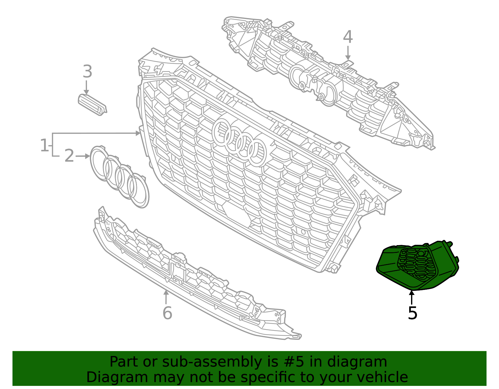 2022-2024 Audi S3 Outer Grille 8Y0-807-672-C-16P | Audi OEM Parts Guy