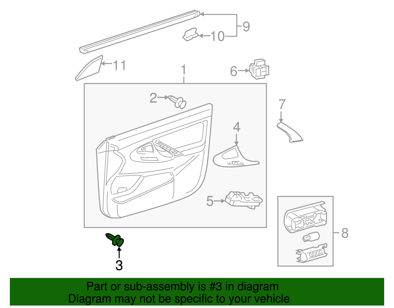 2005-2015 Toyota Door Trim Panel Clip 90467-A0016-B2 | Toyota Parts Center