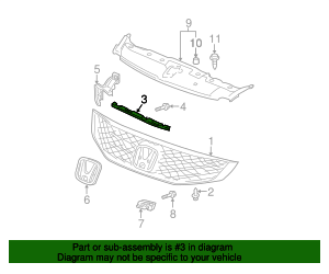 2009-2011 Honda Civic Support, L Front Grille 71128-SVA-A50 | Honda ...