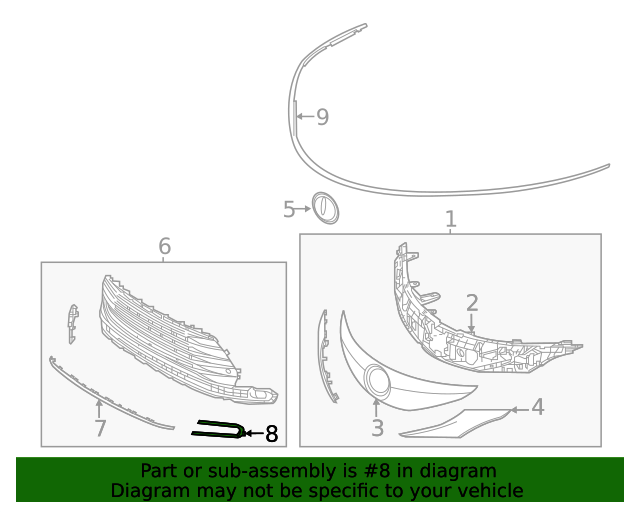 2021-2023 Toyota Sienna Grille Molding - DRIVERS SIDE 53124-08030 ...