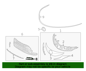 2021-2024 Toyota Sienna Grille Molding - PASSENGER SIDE 53123-08010 ...