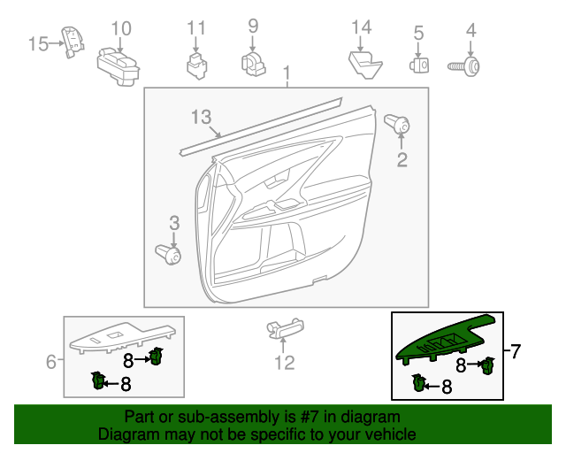 2013-2015 Toyota Venza Door Window Switch Bezel 74232-0T031-E0 ...