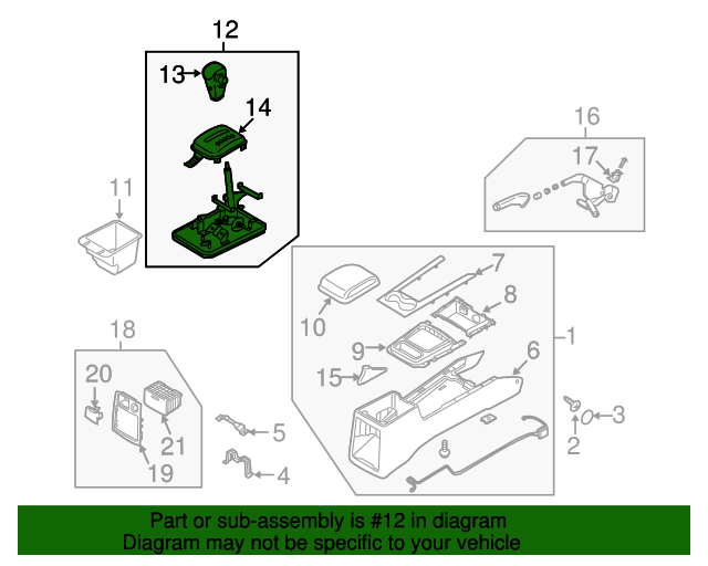 2007-2009 Kia Sorento Gearshift Lever 46700-3E7928W | Kia Automotive Parts