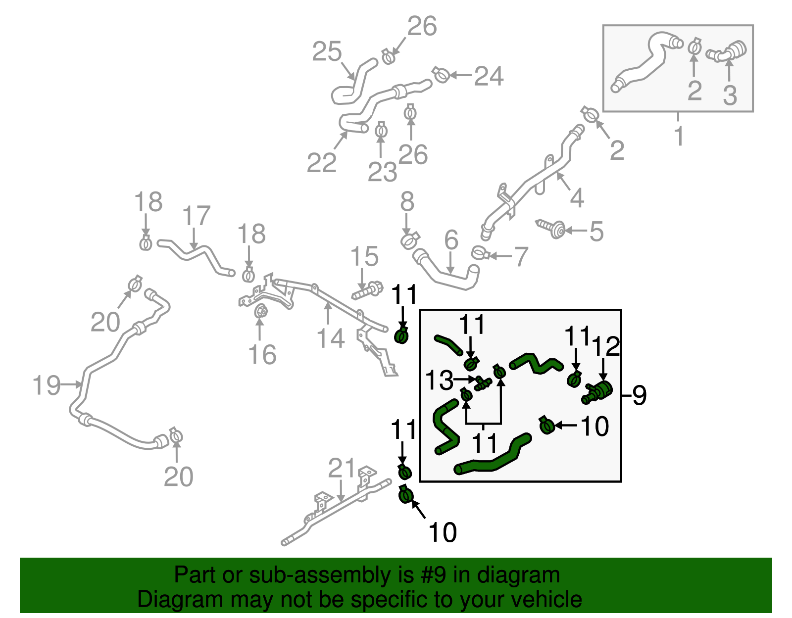 1K0-122-157-KK - HVAC Heater Hose 2012-2018 Volkswagen Passat ...