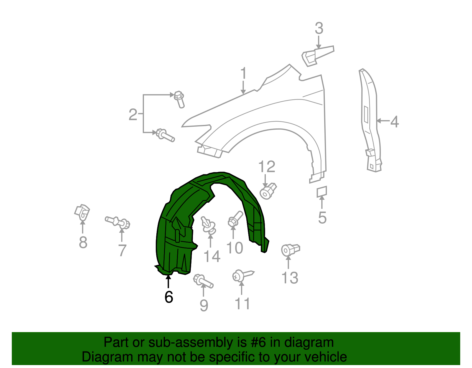 53875-0T010 - Fender Liner 2009-2011 Toyota Venza | Bam Wholesale Parts
