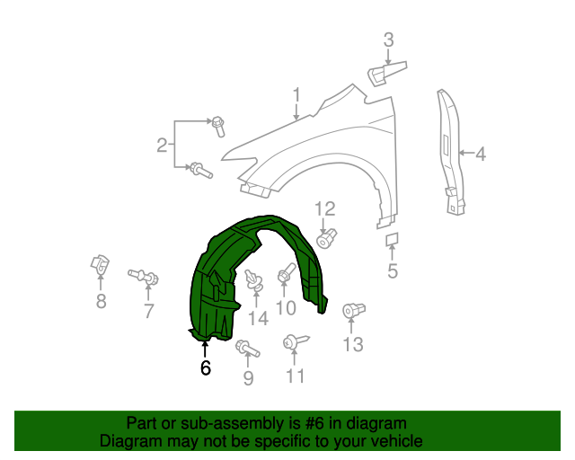 2009-2011 Toyota Venza Fender Liner 53875-0T010 | OEM Parts Online