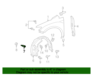 2004-2016 Toyota Fender Liner Retainer Clip 47749-58010 | Toyota Parts ...