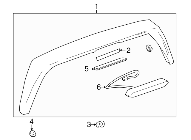 95280995 - Primed Rear Spoiler Assembly with Insulators, Stop Lamp ...