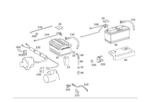 Battery, Starter/Alternator Cable for 2008 Mercedes-Benz SL550 ...