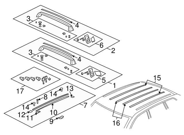 2004-2010 Volkswagen Touareg Roof Luggage Carrier Side Rail 7L6-860-181 ...