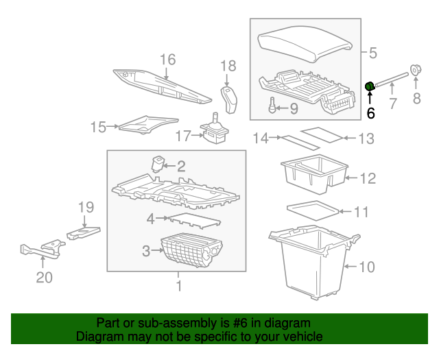2018-2023 Buick Enclave Front Passenger Side Floor Console Armrest ...
