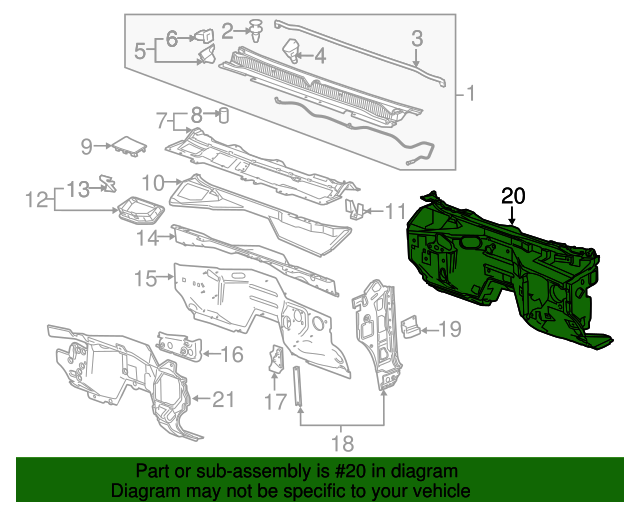 2014-2020 GM Dash Panel Inner Insulator 84493539 GM | GMPartsDirect.com