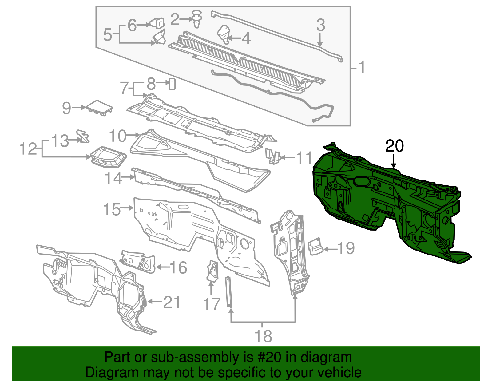 2014-2020 GM Dash Panel Inner Insulator 84493539 GM | GMPartsDirect.com
