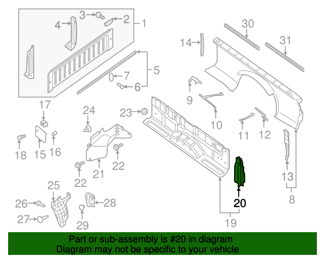 2016-2021 Nissan Rear Corner Pillar - Passenger Side (RH) K3352-9FUEA ...