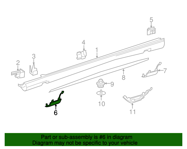 212-698-02-77-9999 - Rocker Molding Cover 2014-2016 Mercedes-Benz ...