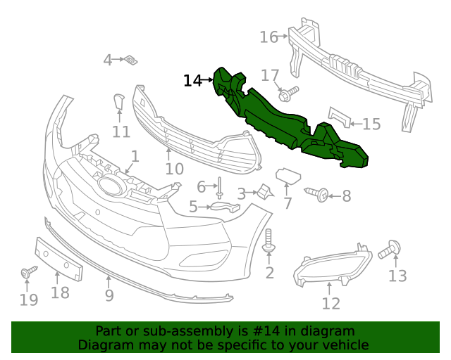 2012-2017 Hyundai Veloster Bumper Impact Absorber 86520-2V010 | QuirkParts