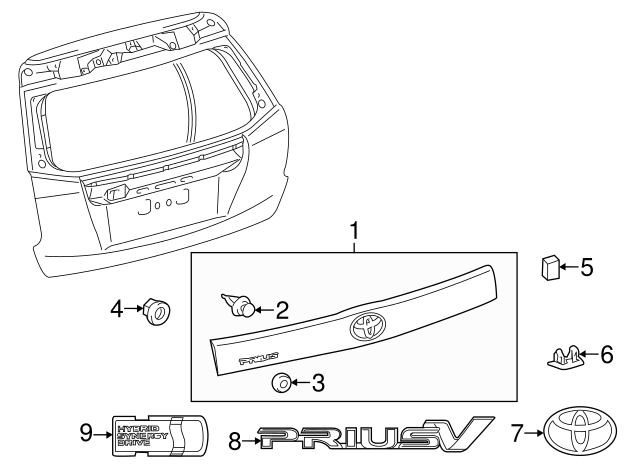 75442-47060 - Hatch Emblem - 2012-2017 Toyota Prius V | OEM Genuine ...