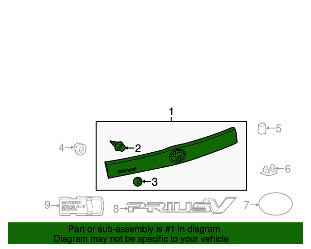 2012-2014 Toyota Prius V Lift Gate Trim 76801-47090-B1 | Toyota Parts ...