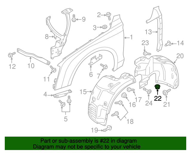 Audi OEM Ft Fender Liner Retainer Nut Part# N-907-579-01 | OEM Vehicle ...